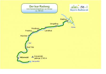 Karte Isar Radweg - Bayern Radtour