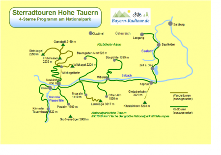 Karte Sternradtouren Hohe Tauern - Bayern Radtour